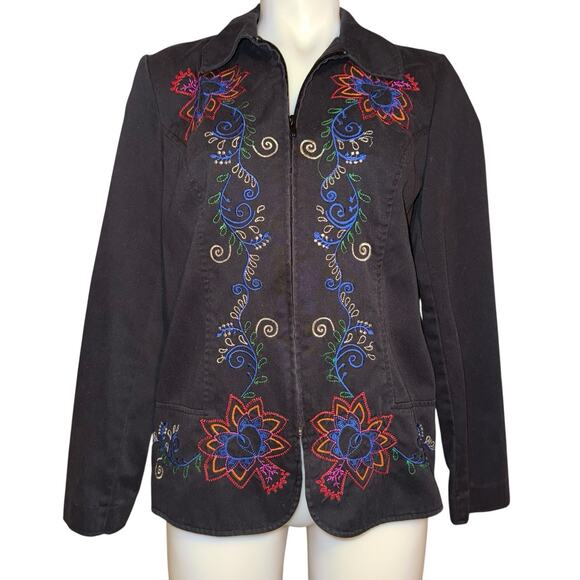 Koret | Jackets & Coats | Vintage Koret Black Embroidered Floral Barn ...